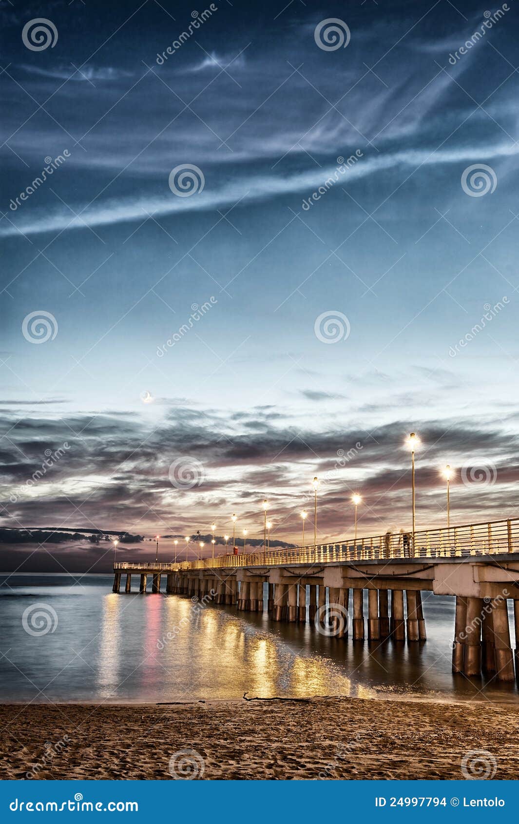Pier at sunset stock photo. Image of beach, reflect, oxygen - 24997794