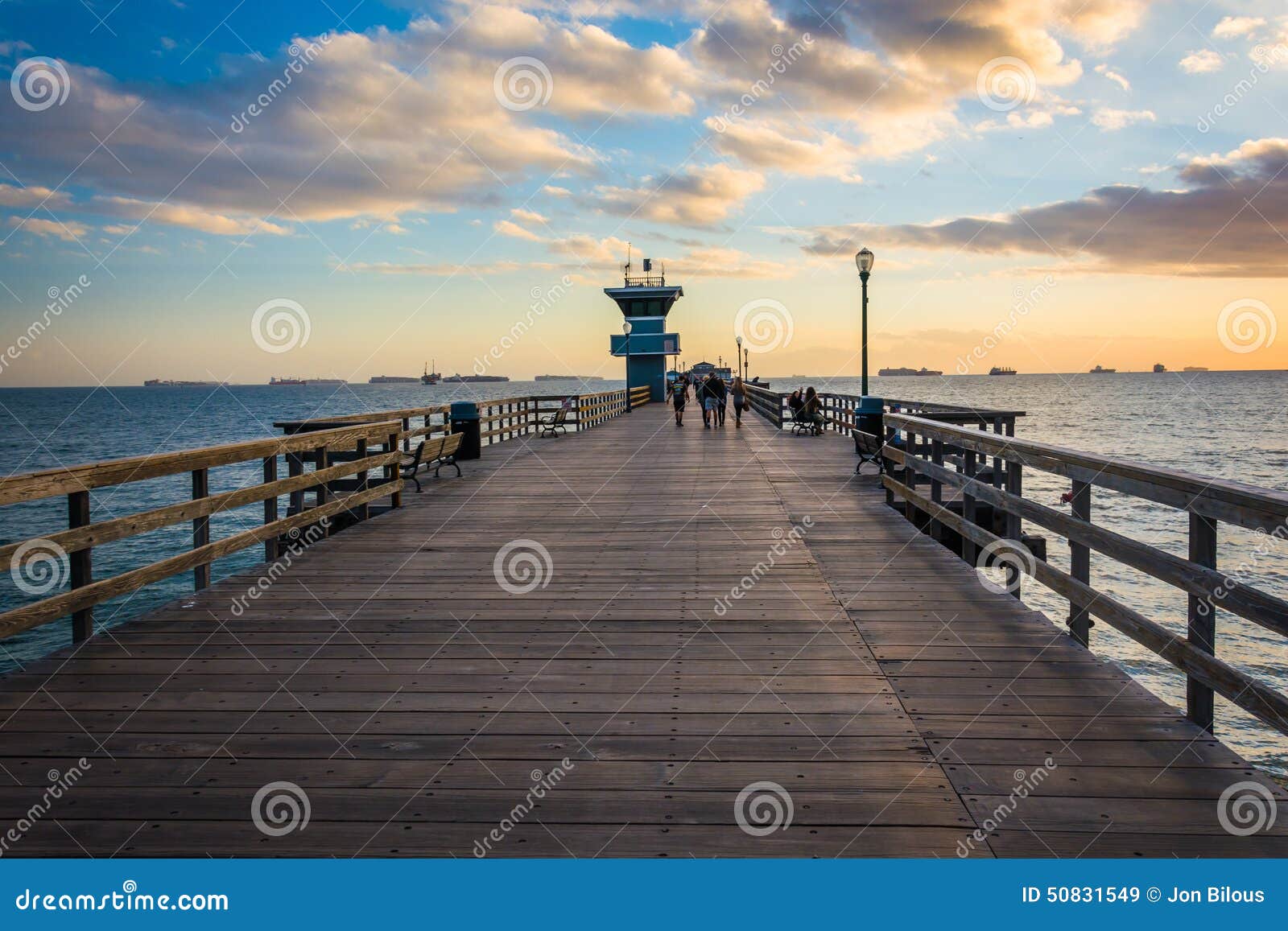 The Pier at Sunset, in Seal Beach Stock Image - Image of pacific ...