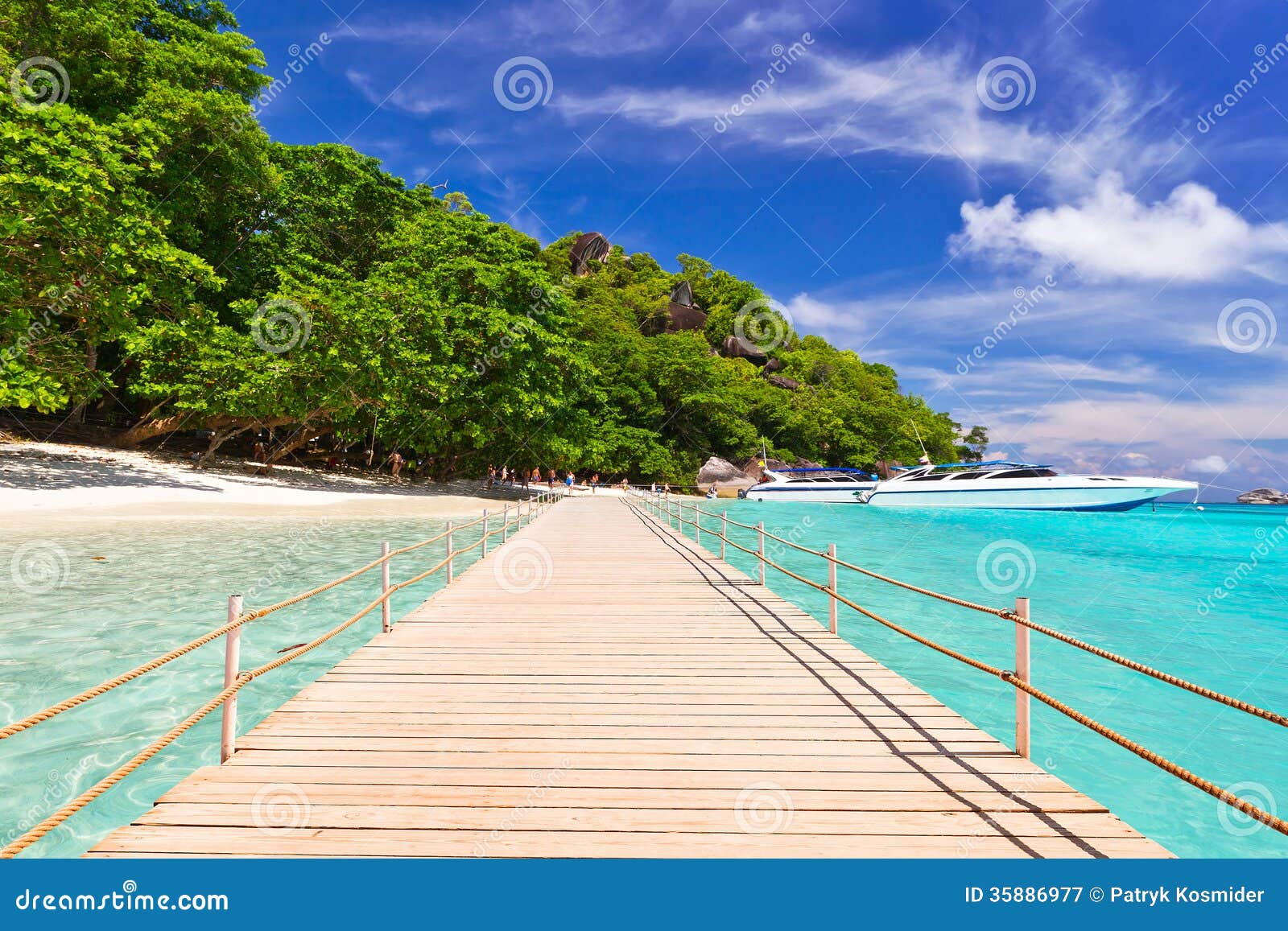 Pier To the Tropical Island Stock Image - Image of destination, blue ...
