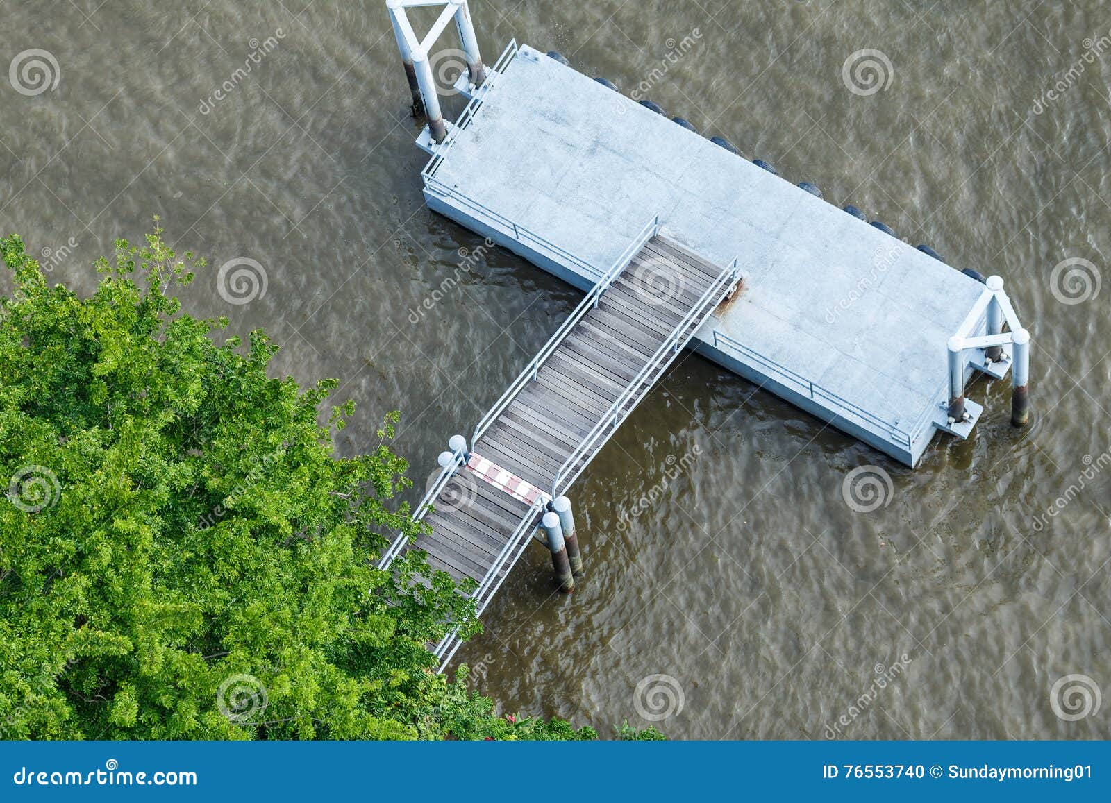 Pier Top View Chao Phraya River Bangkok Stock Photo - Image of floating ...