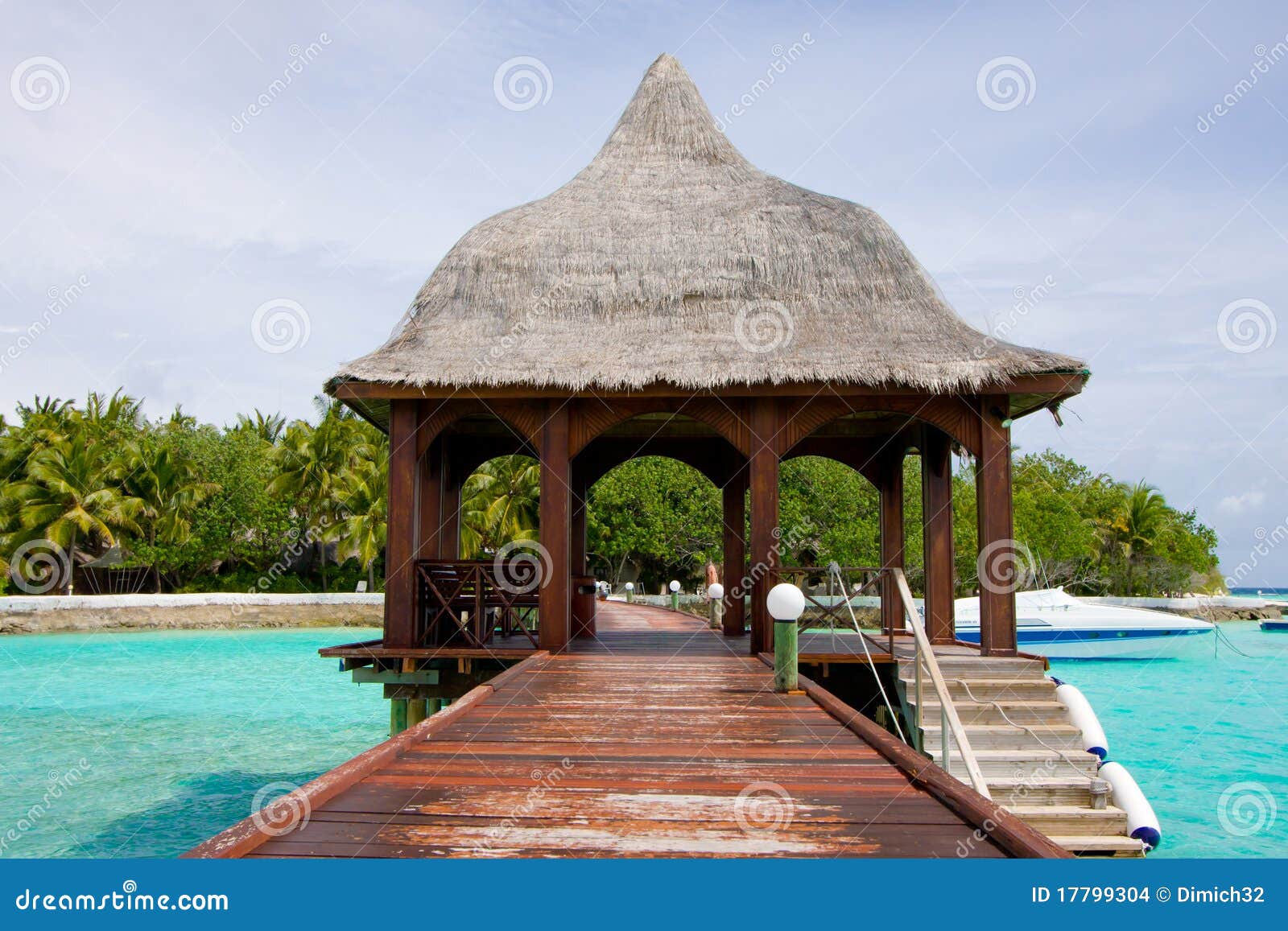 Pier on the Tropical Island Stock Photo - Image of tahiti, relaxation ...