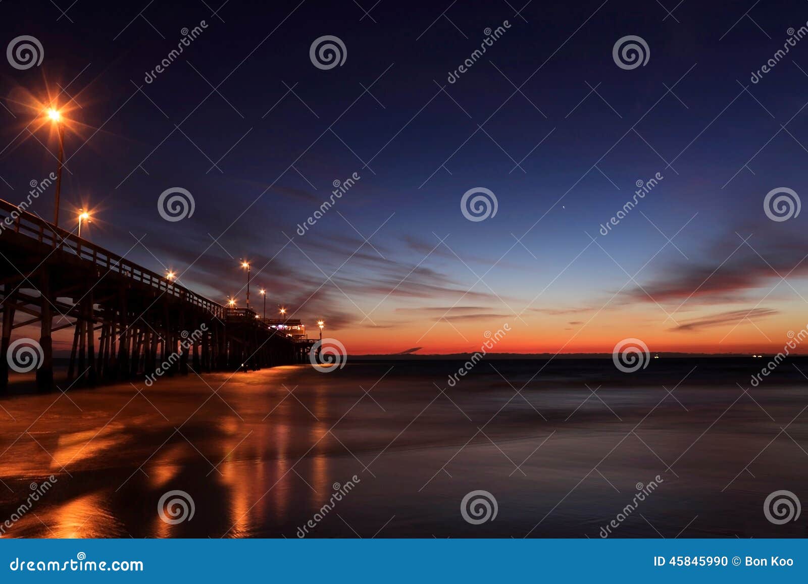 Pier Twilight stock photo. Image of sunset, pier, reflection - 45845990