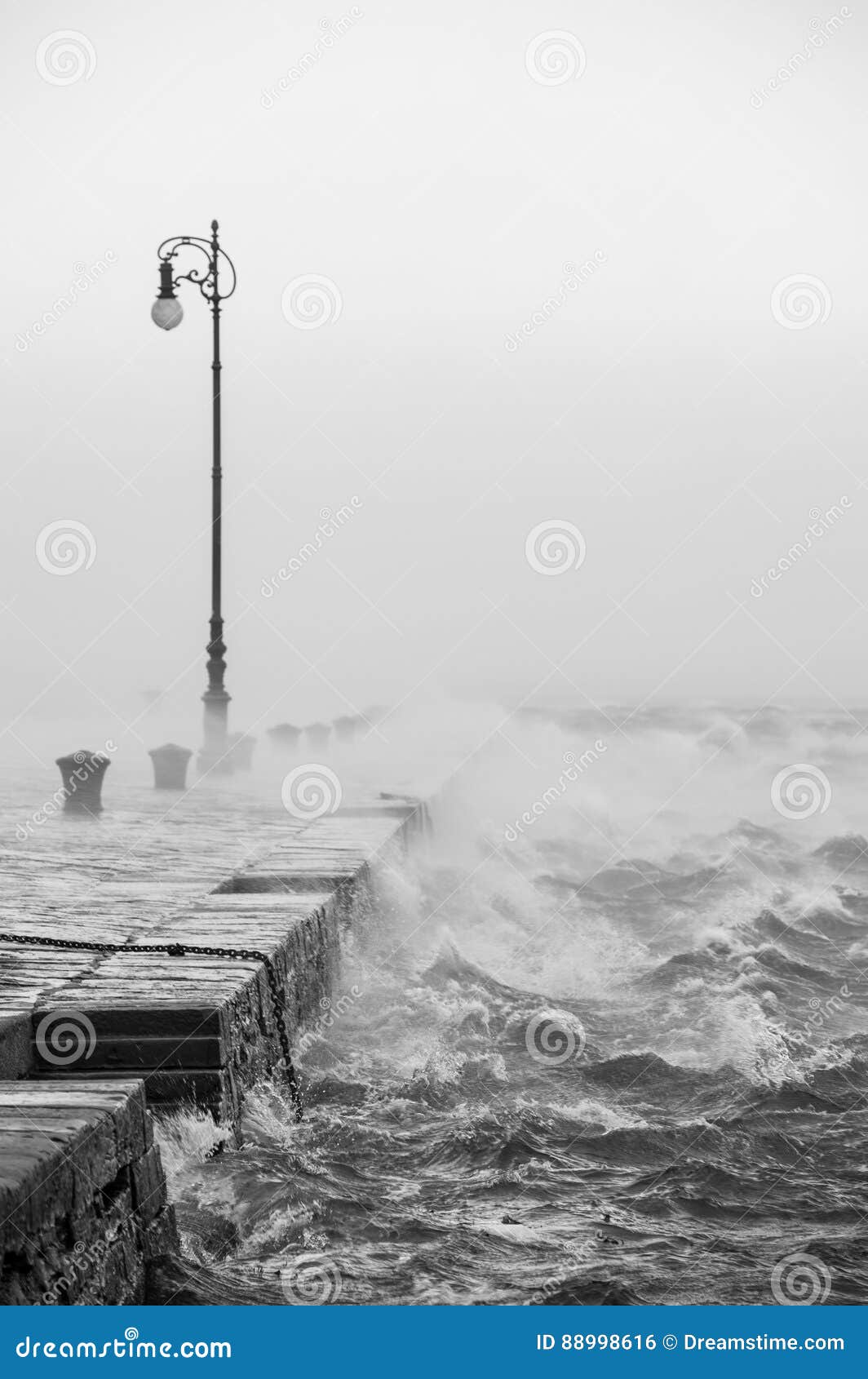 Pier with very strong wind stock photo. Image of winter - 88998616