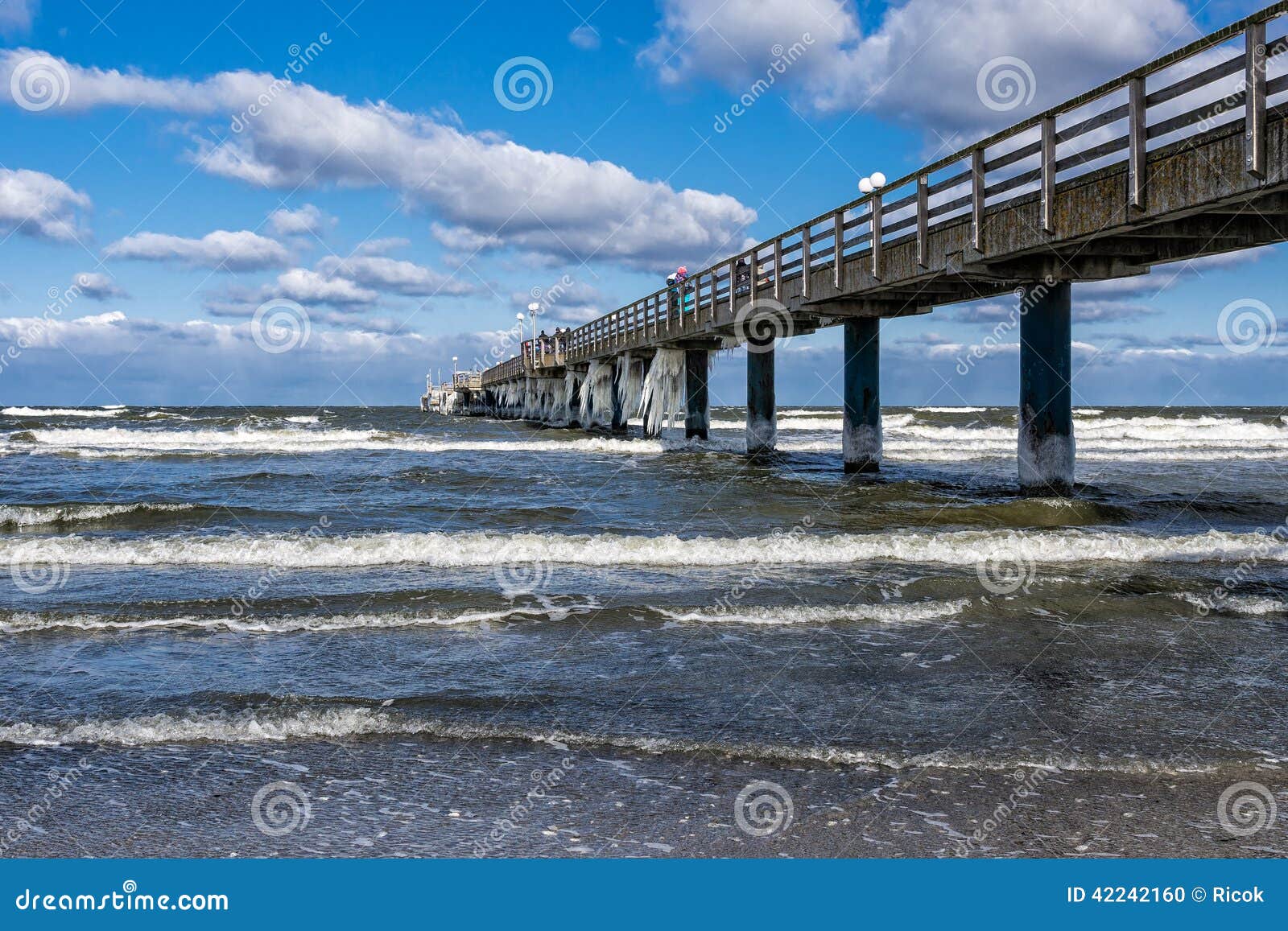 Pier in Zingst stock photo. Image of snow, water, waves - 42242160