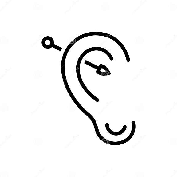 Black Line Icon for Pierce, Puncture and Orifice Stock Vector ...