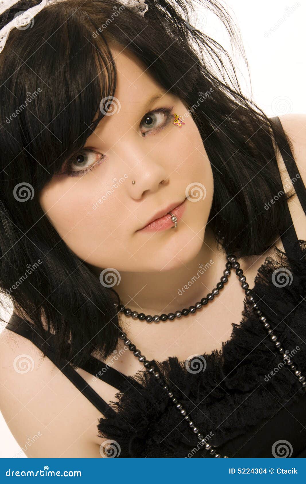 Pierced Girl of Gothic Style Stock Photo - Image of gently, piercing ...