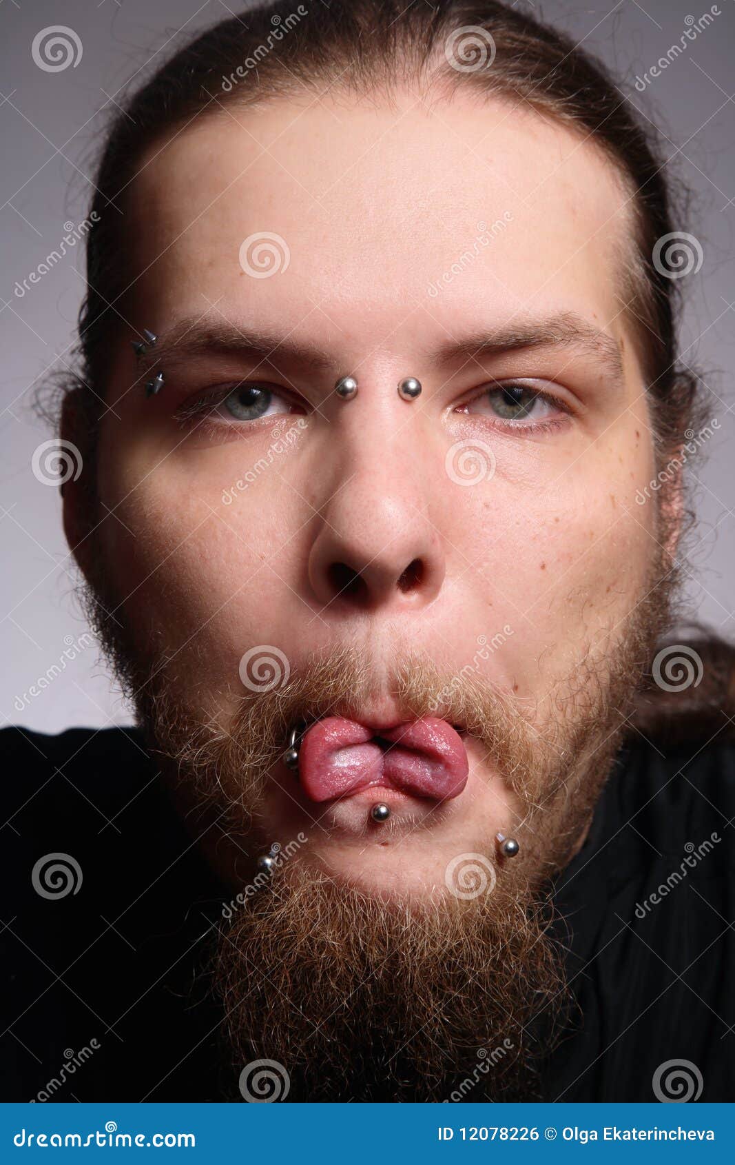 Pierced man stock photo. Image of masculine, look, grimacing - 12078226