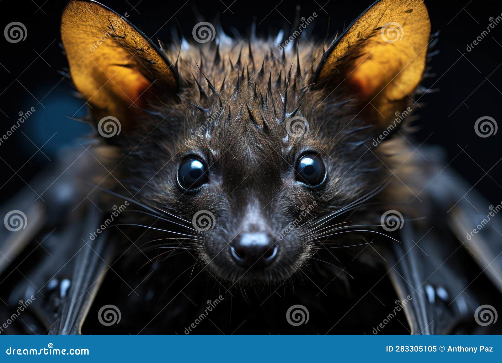 Piercing Gaze: Bat Staring into the Lens. Generative AI Stock ...