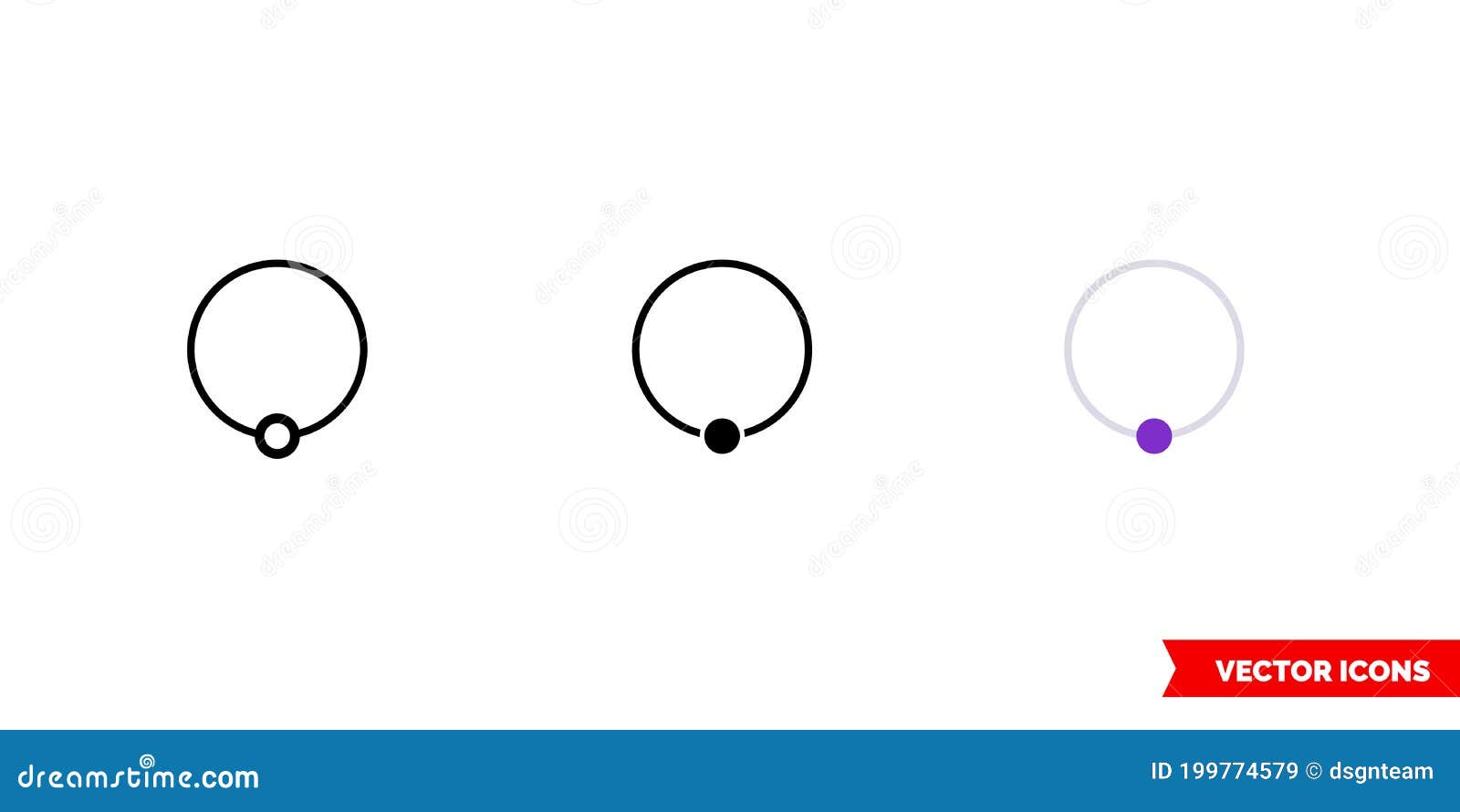 Piercing Icon of 3 Types Color, Black and White, Outline. Isolated ...