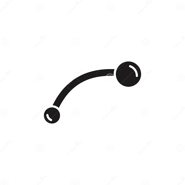 Piercing Icon Set. Ear Pierce Vector Symbol. Solid Metallic Curve ...