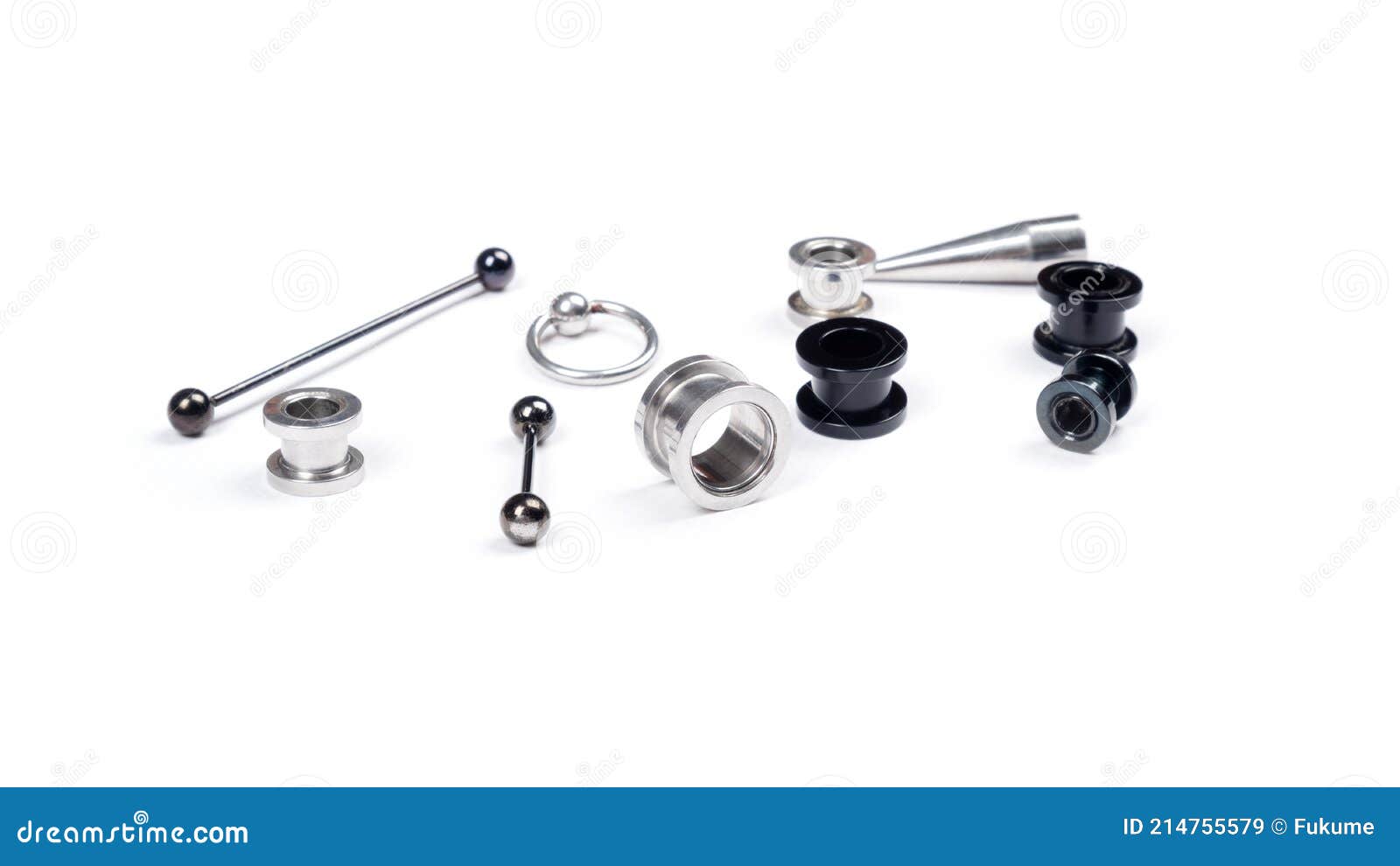 Piercing Set Closeup Isolated on White Background Stock Image - Image ...