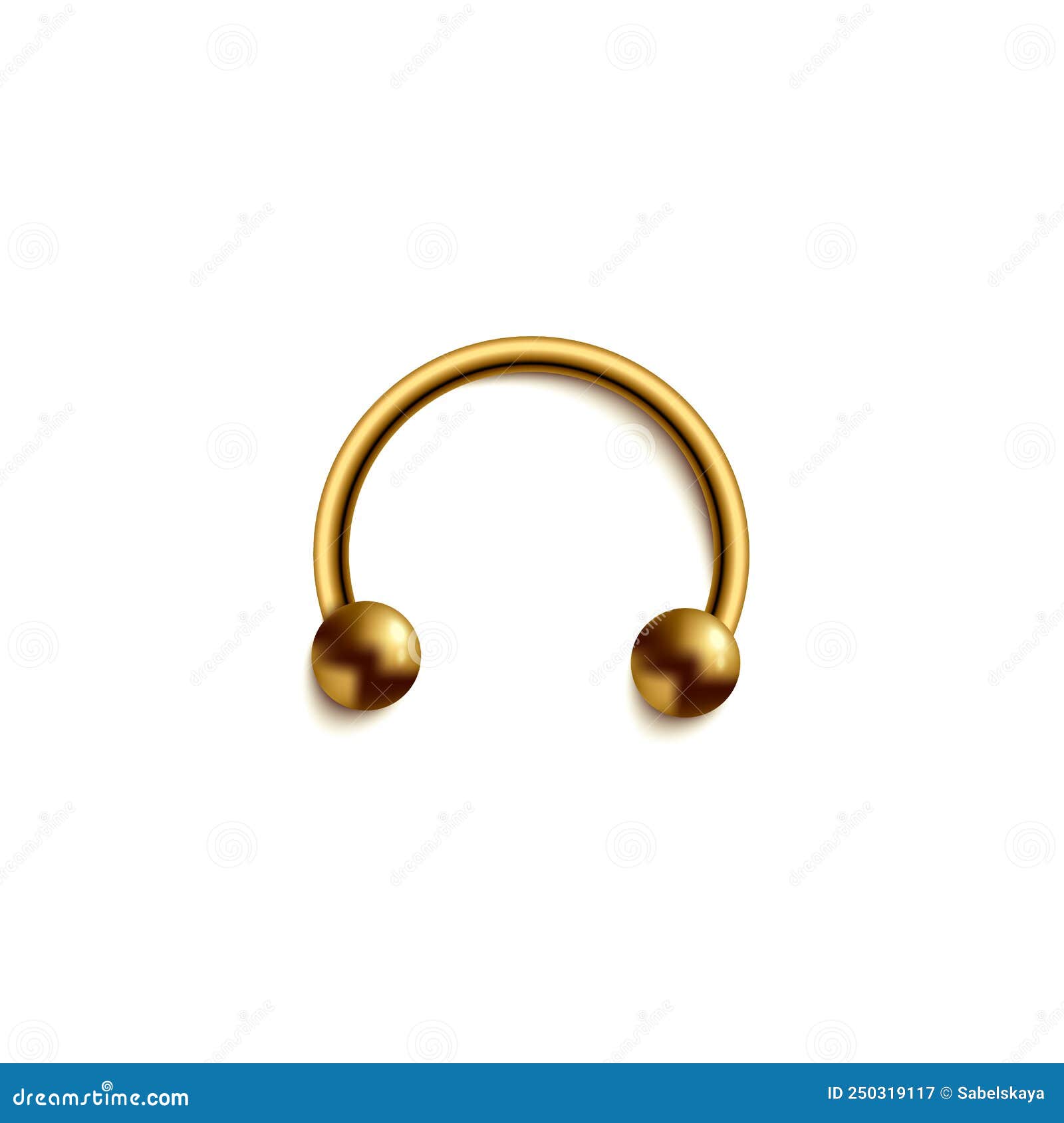 Piercing Stud in Shape of Half Ring, Mockup Vector Illustration ...