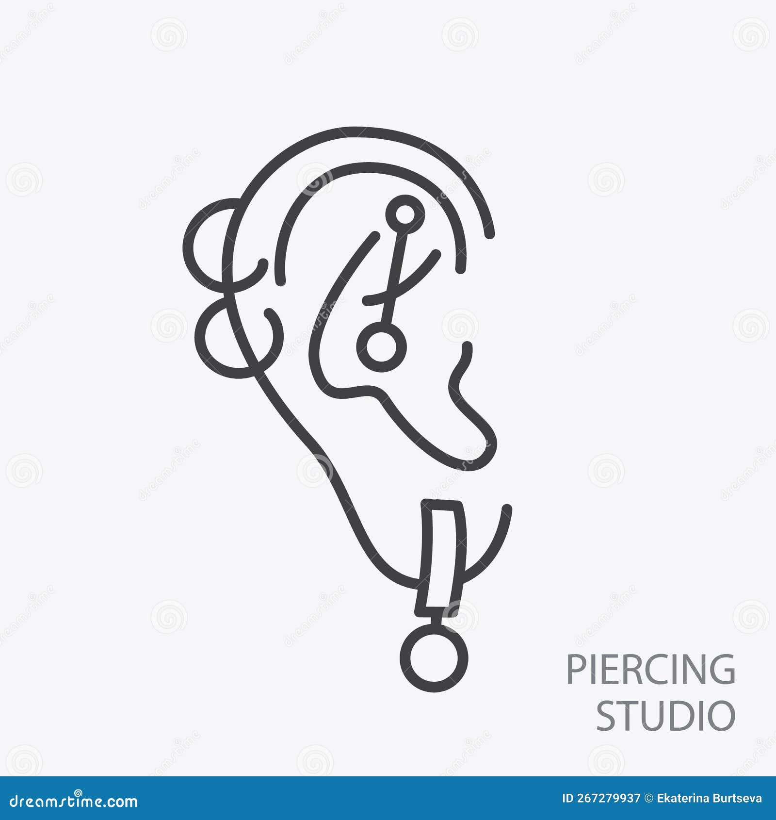 Piercing Studio Logo Template. Pierced Ear Stock Vector - Illustration ...