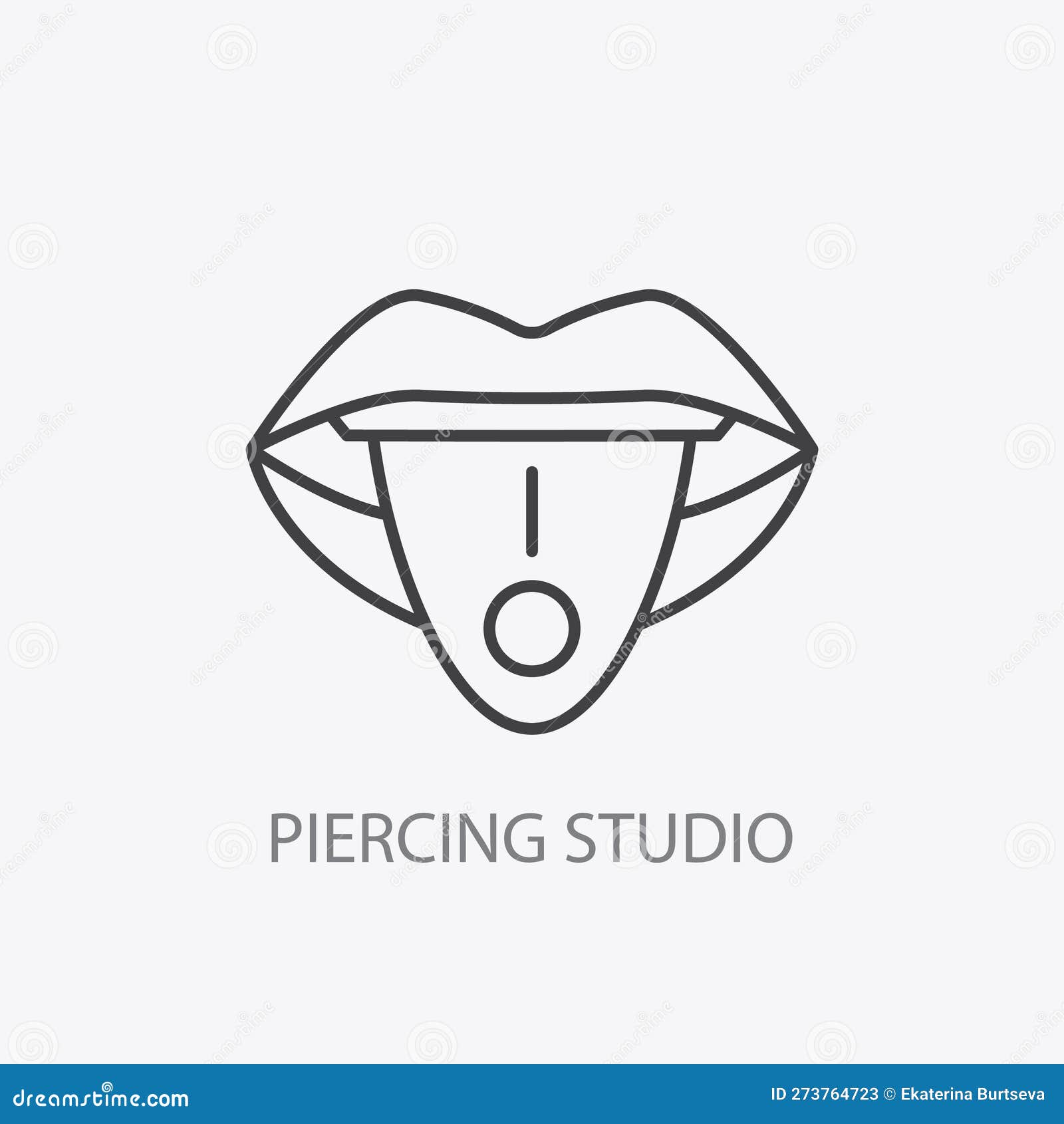 Pierced Tongue Colored Outline Icon Vector Tongue Piercing 120638479