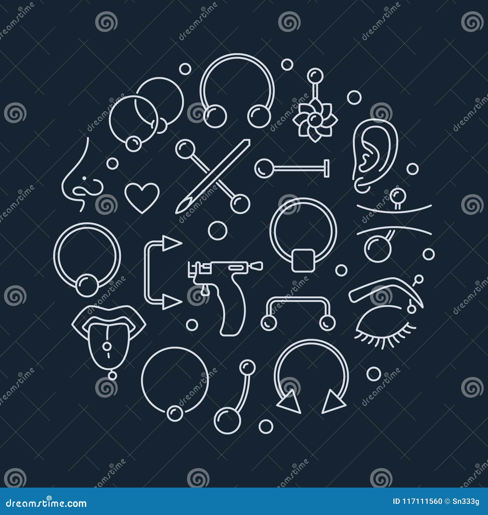 Linear Piercings Icon From Gestures Outline Collection. Thin Line ...