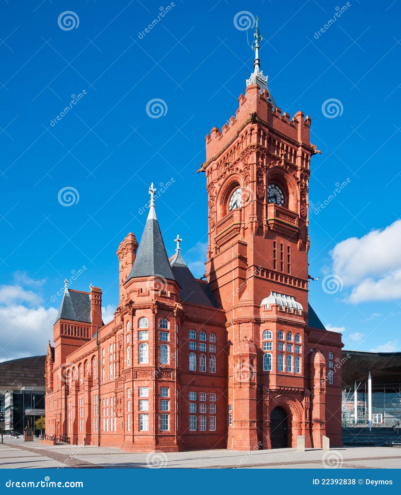 Pierhead Building at Cardiff Bay Stock Photo - Image of brick, statue ...