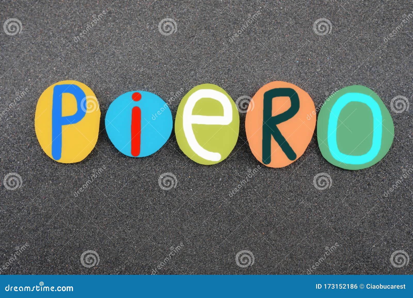 Piero, Masculine Given Name Composed with Multi Colored Stone Letters ...