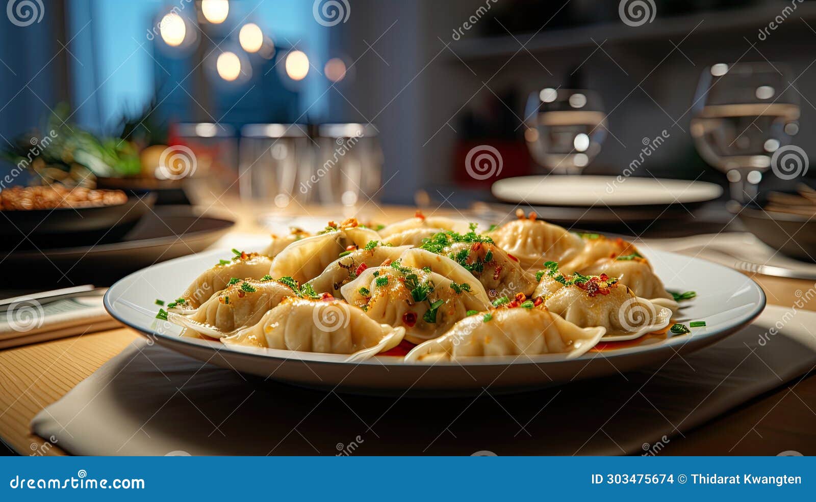 Pierogi on a Plate on the Dining Table, Ready To Eat.Generative AI ...