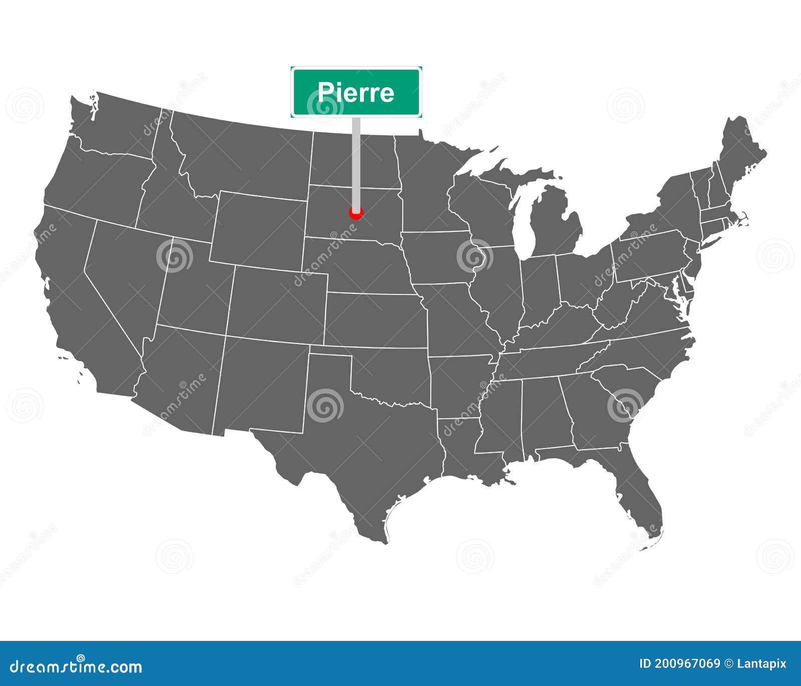 Pierre City Limit Sign and Map of USA Stock Vector - Illustration of ...