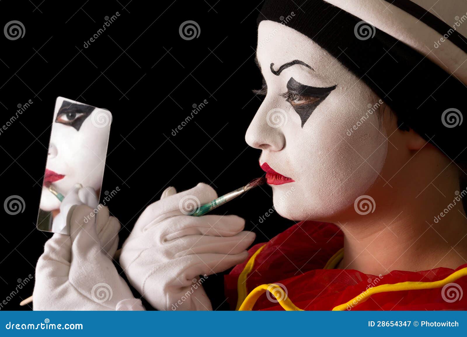 Pierrot make-up stock image. Image of costume, isolated - 28654347