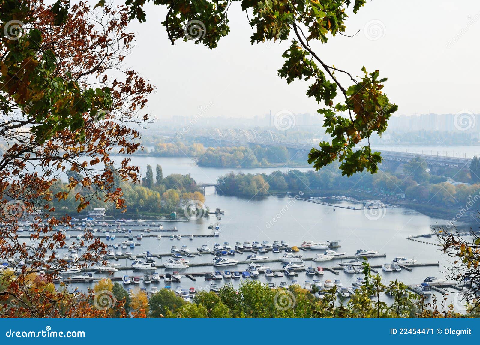 Piers and Islands of Dniper in Kyiv. Stock Image - Image of vessels ...