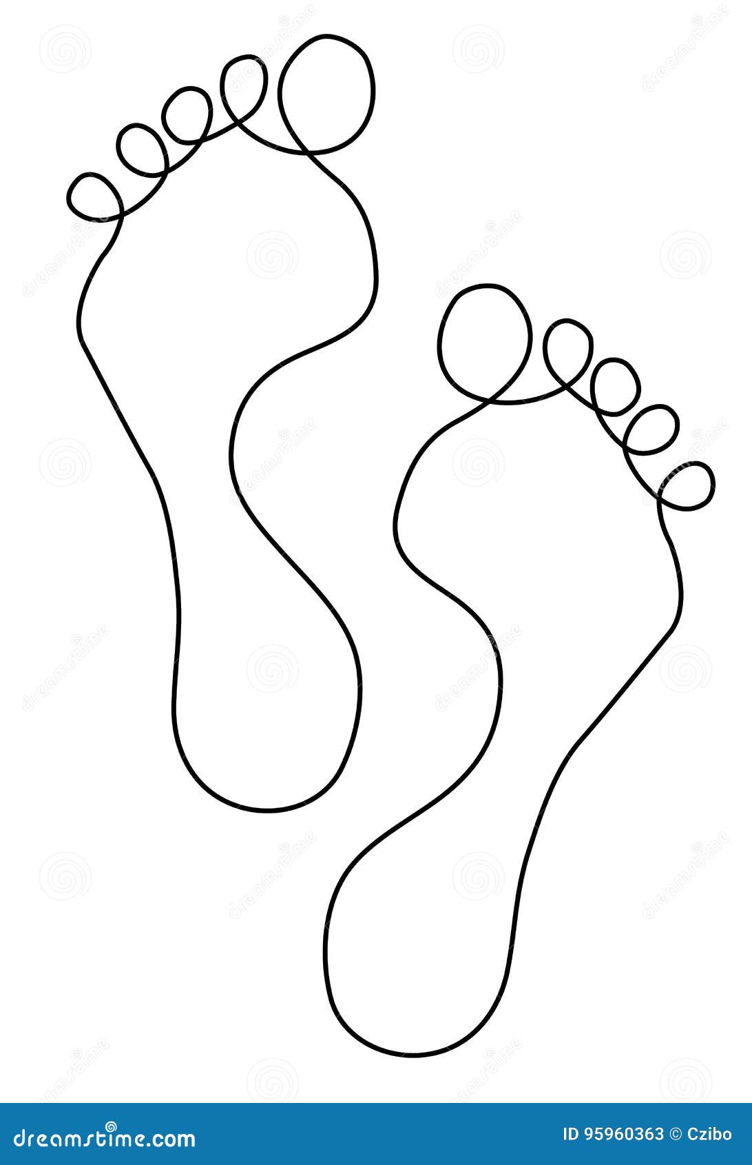Pies un dibujo lineal ilustración del vector. Ilustración de fondo ...