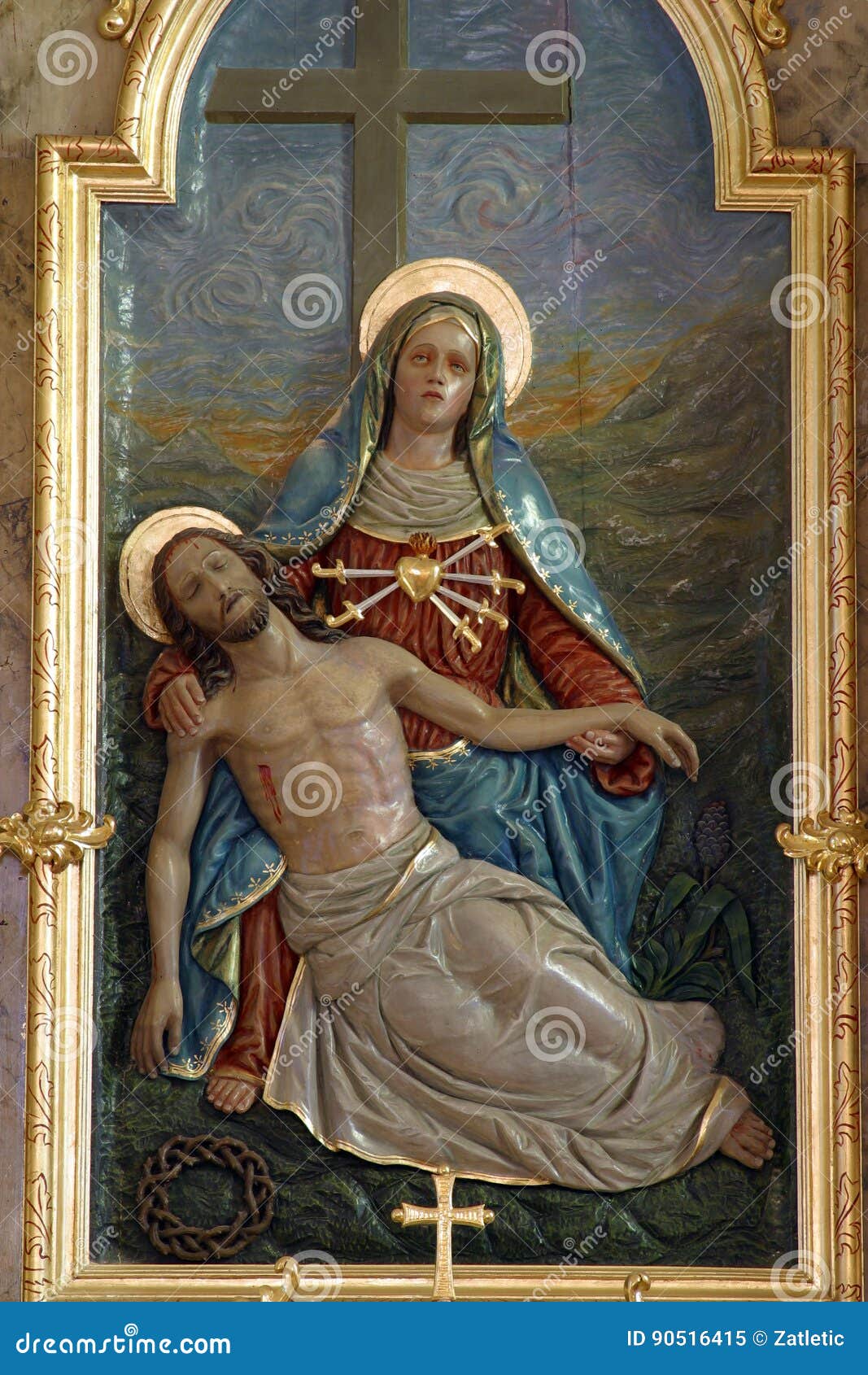 Pieta stock image. Image of colourful, holy, mother, gospel - 90516415