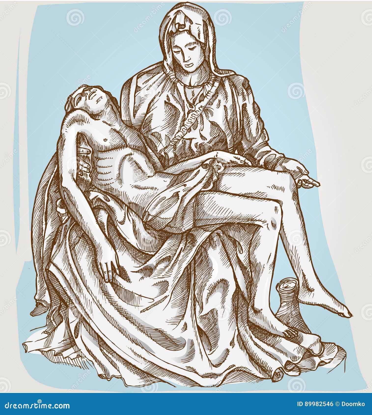 Pieta Statue of Michelangelo Stock Vector - Illustration of hand ...
