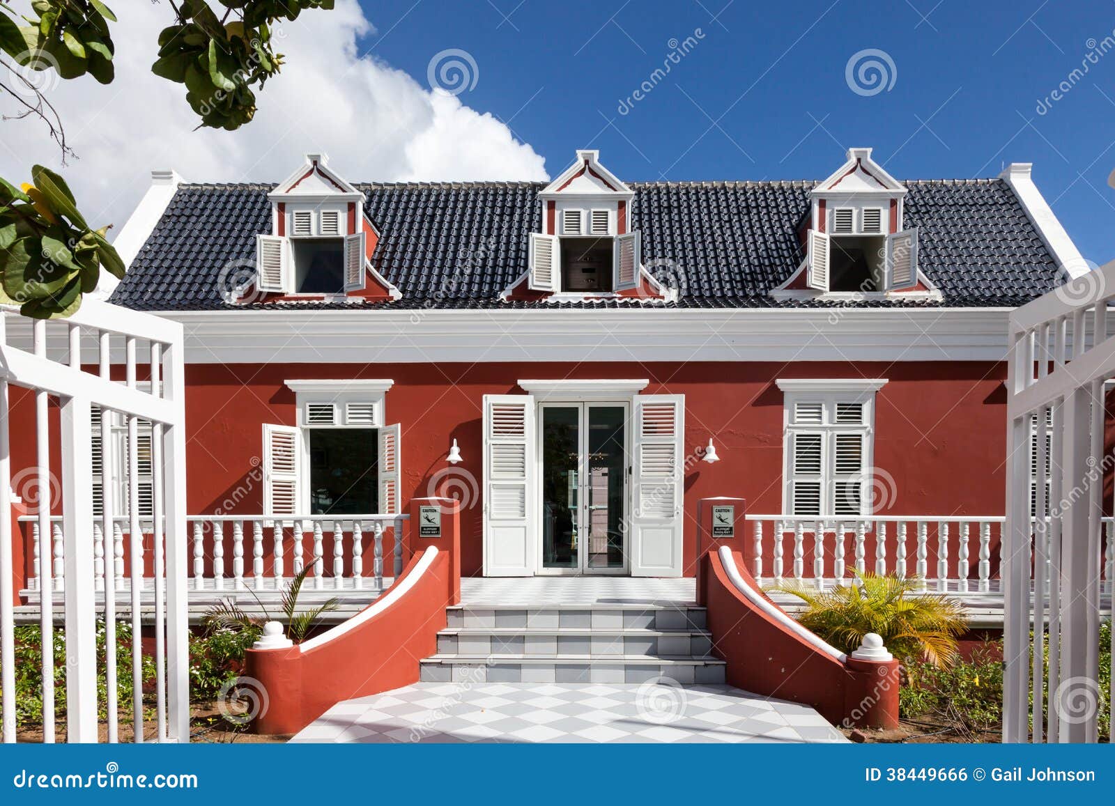 Pietermaai District Old Red House Stock Photo - Image of netherland ...