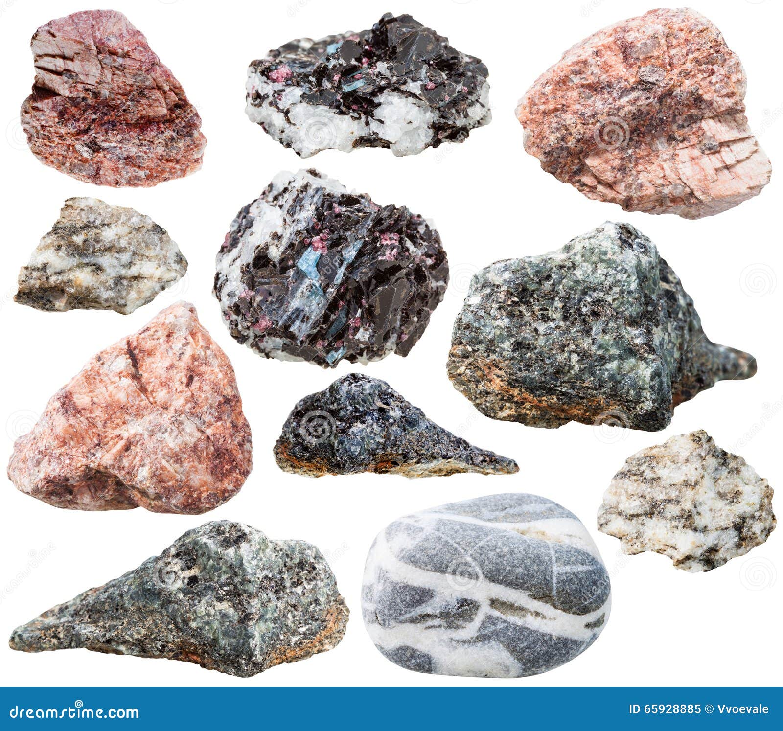 Pietre Minerali E Rocce Del Vario Gneiss Isolate Immagine Stock ...