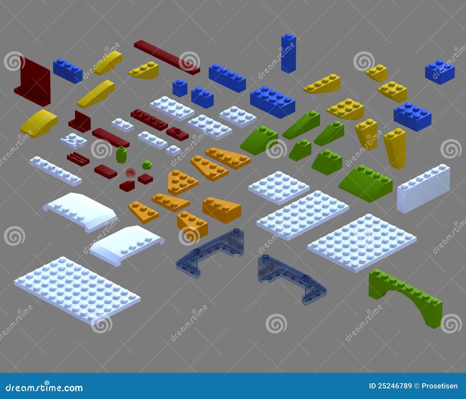 Piezas de Lego 3D stock de ilustración. Ilustración de macro - 25246789