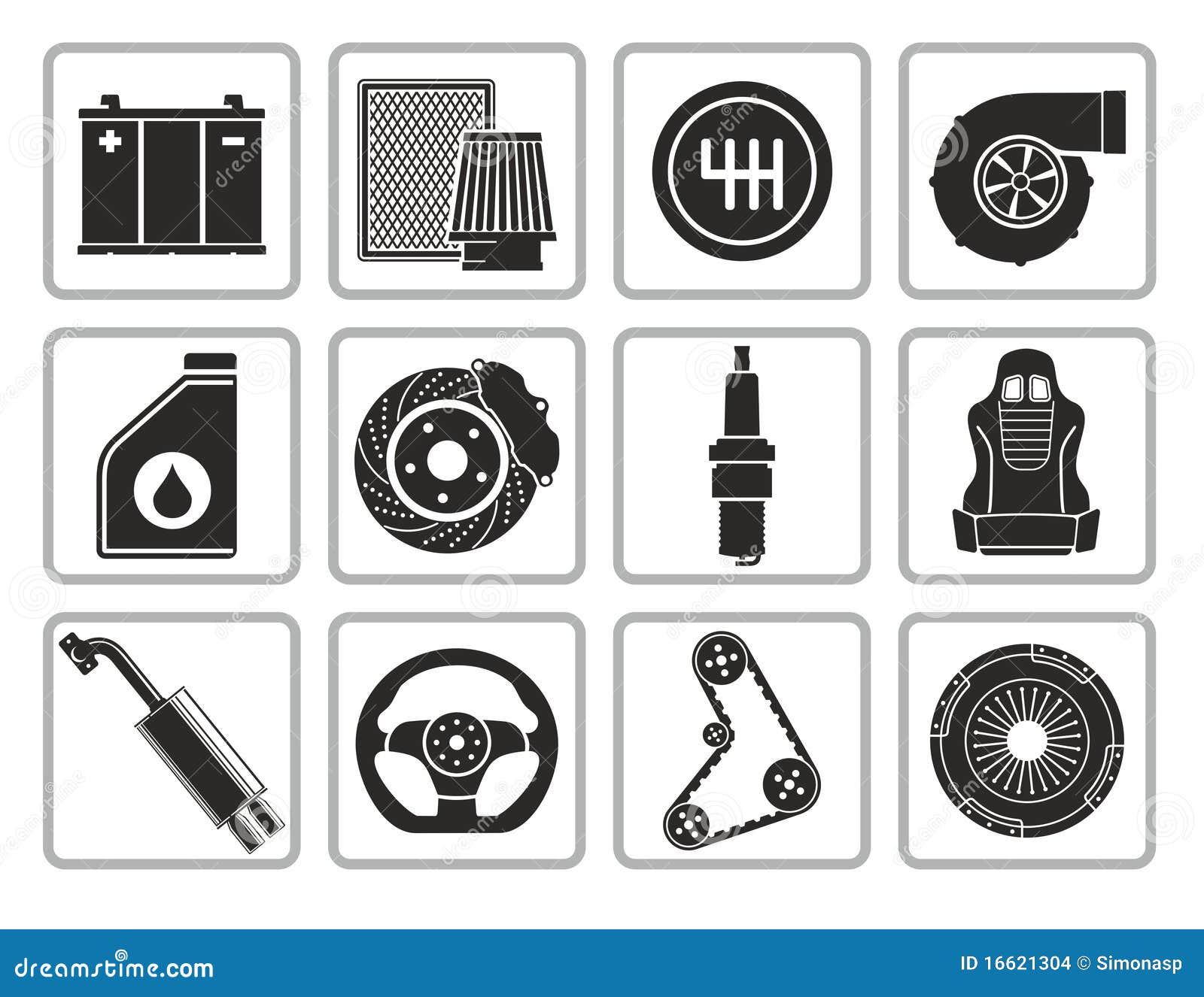 Piezas del coche ilustración del vector. Ilustración de enchufe - 16621304