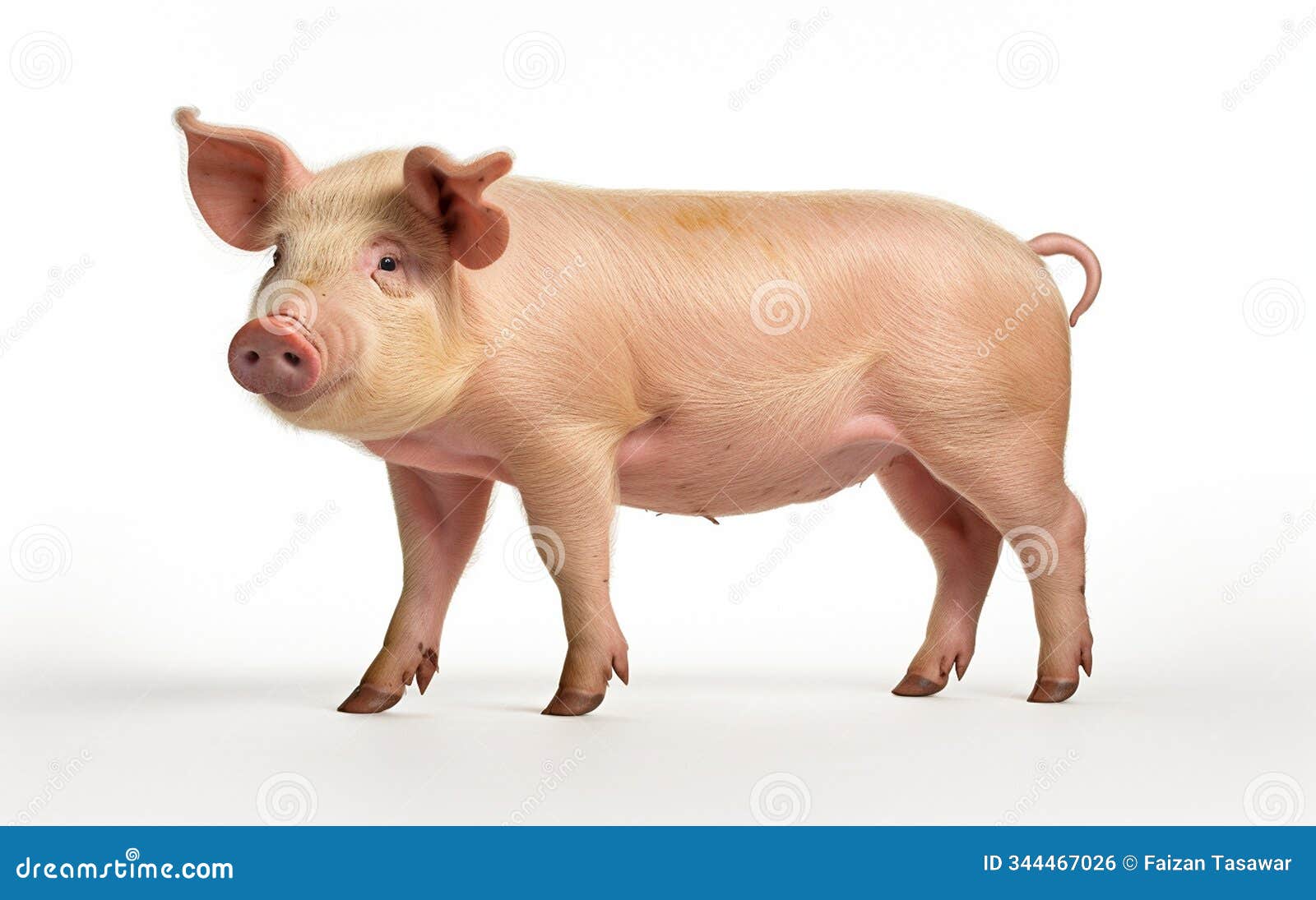 Pig Against White stock photo. Image of tail, rider - 344467026