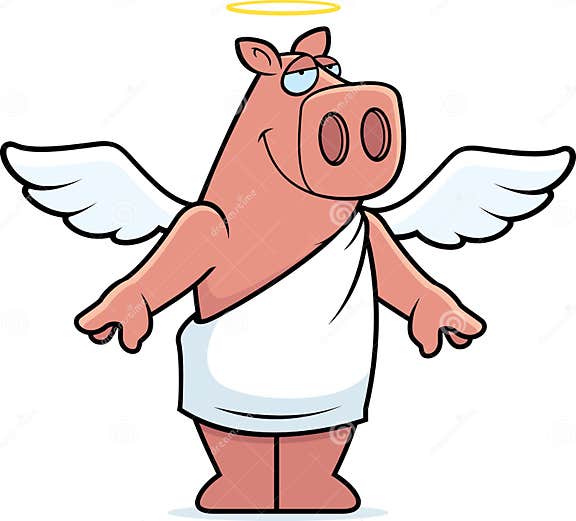 Pig Angel stock vector. Illustration of happy, pink, halo - 12562595