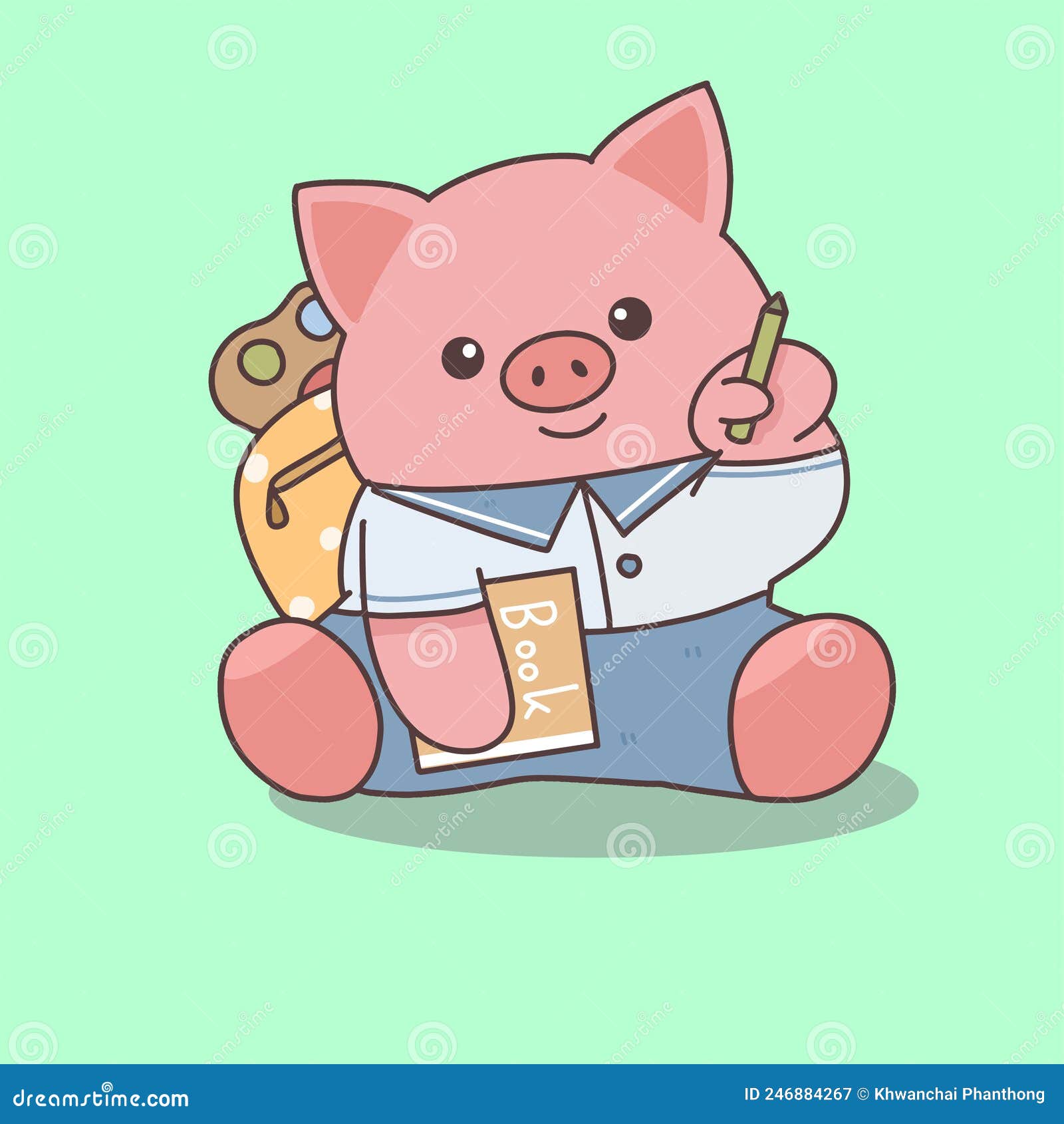 Pig Animal Student Character, Back To School Stock Illustration ...