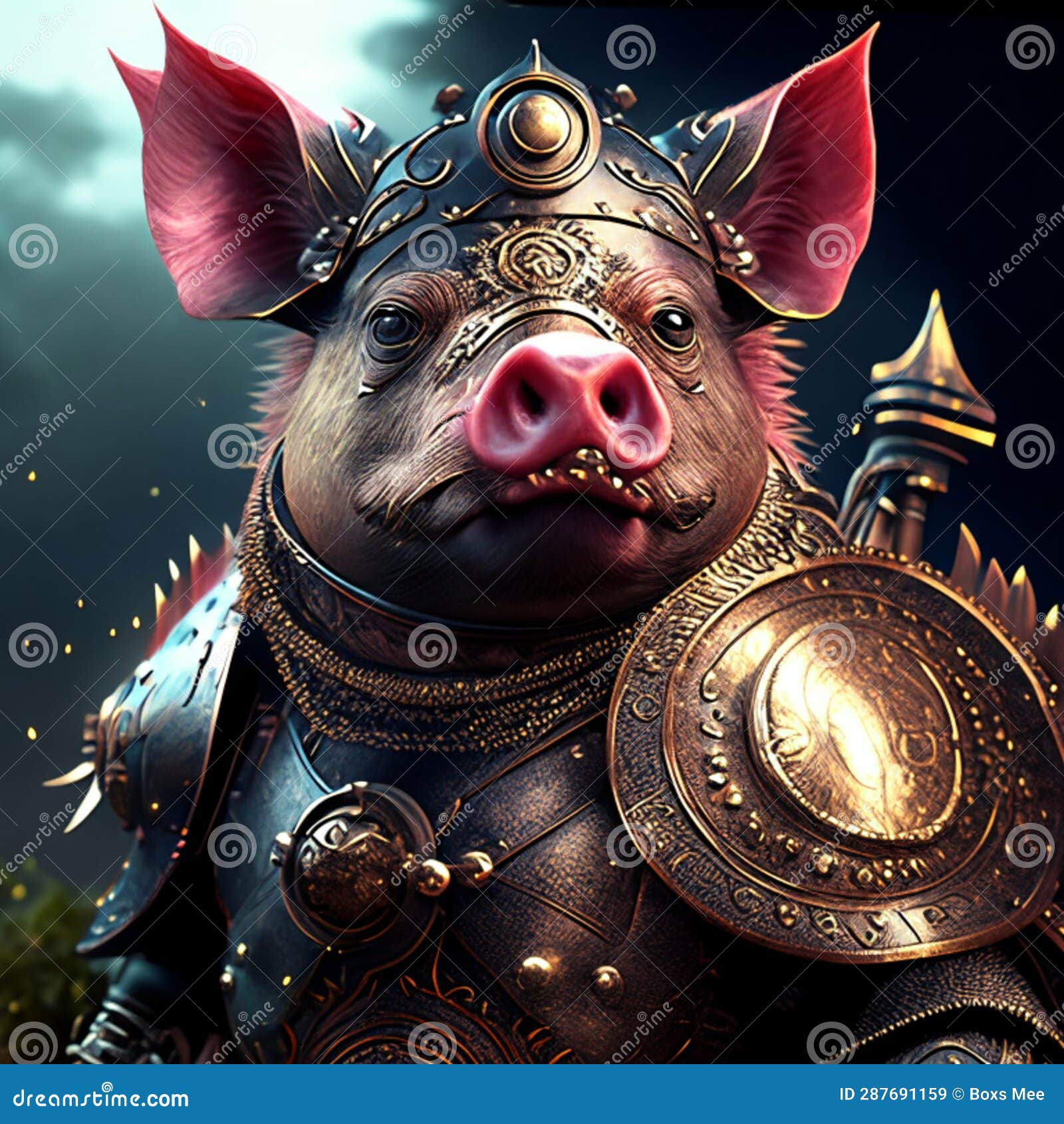 Pig in Armor. 3d Illustration. 3d Rendering Stock Illustration ...