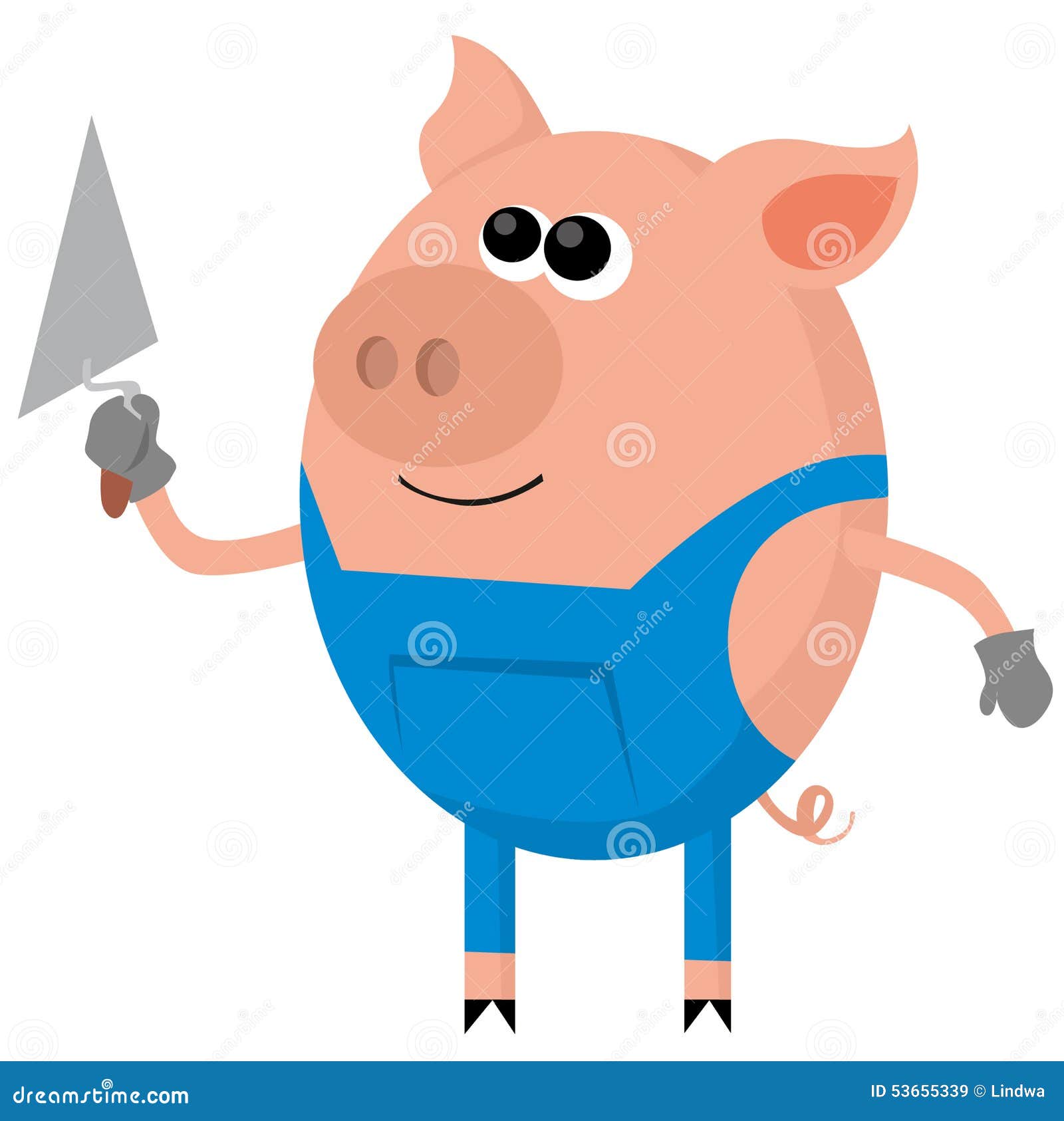 Little Pig As Bricklayer In The Builder Uniform Cartoon Vector ...
