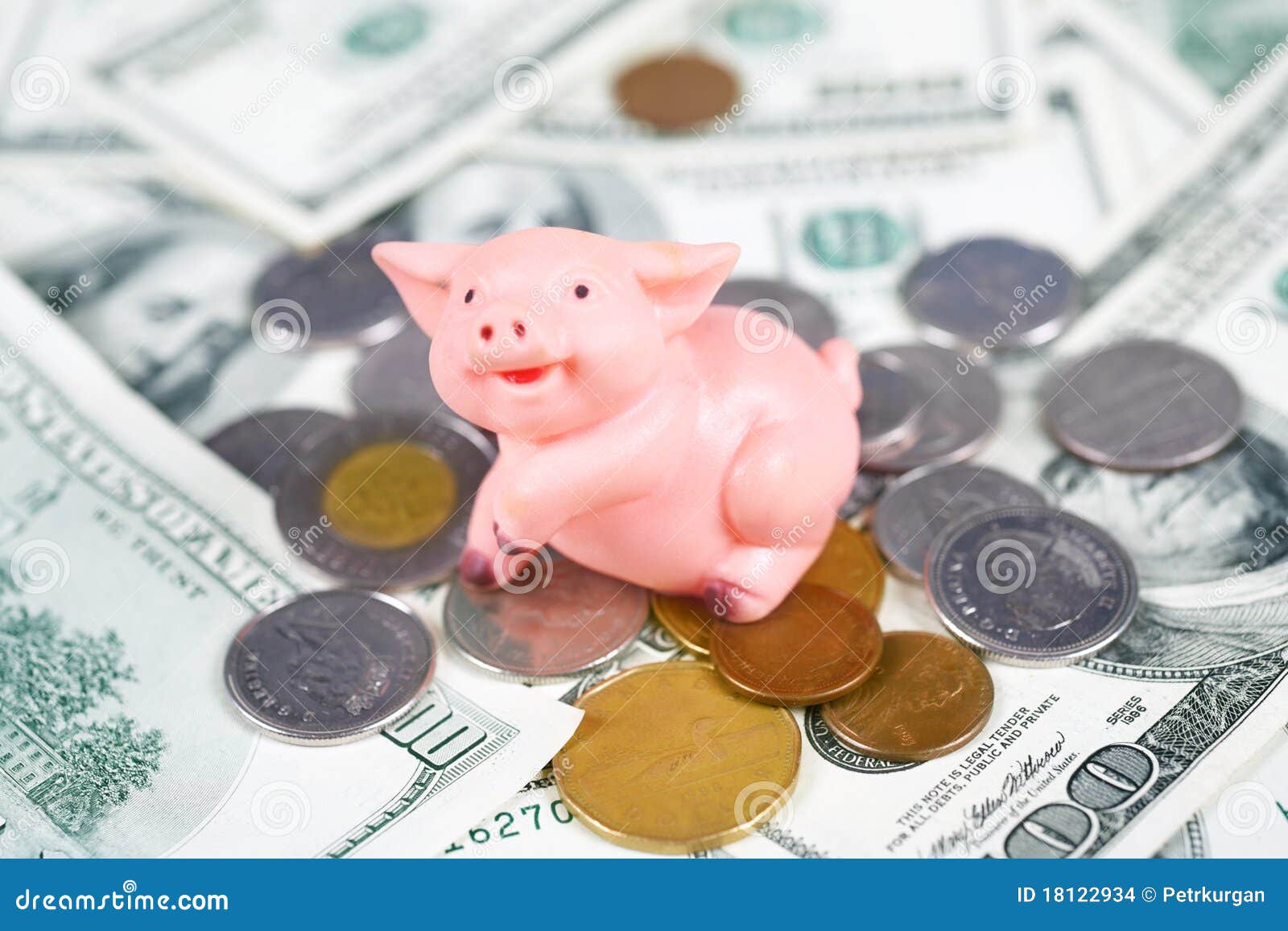 Pig bank and money stock photo. Image of gain, gold, loan - 18122934