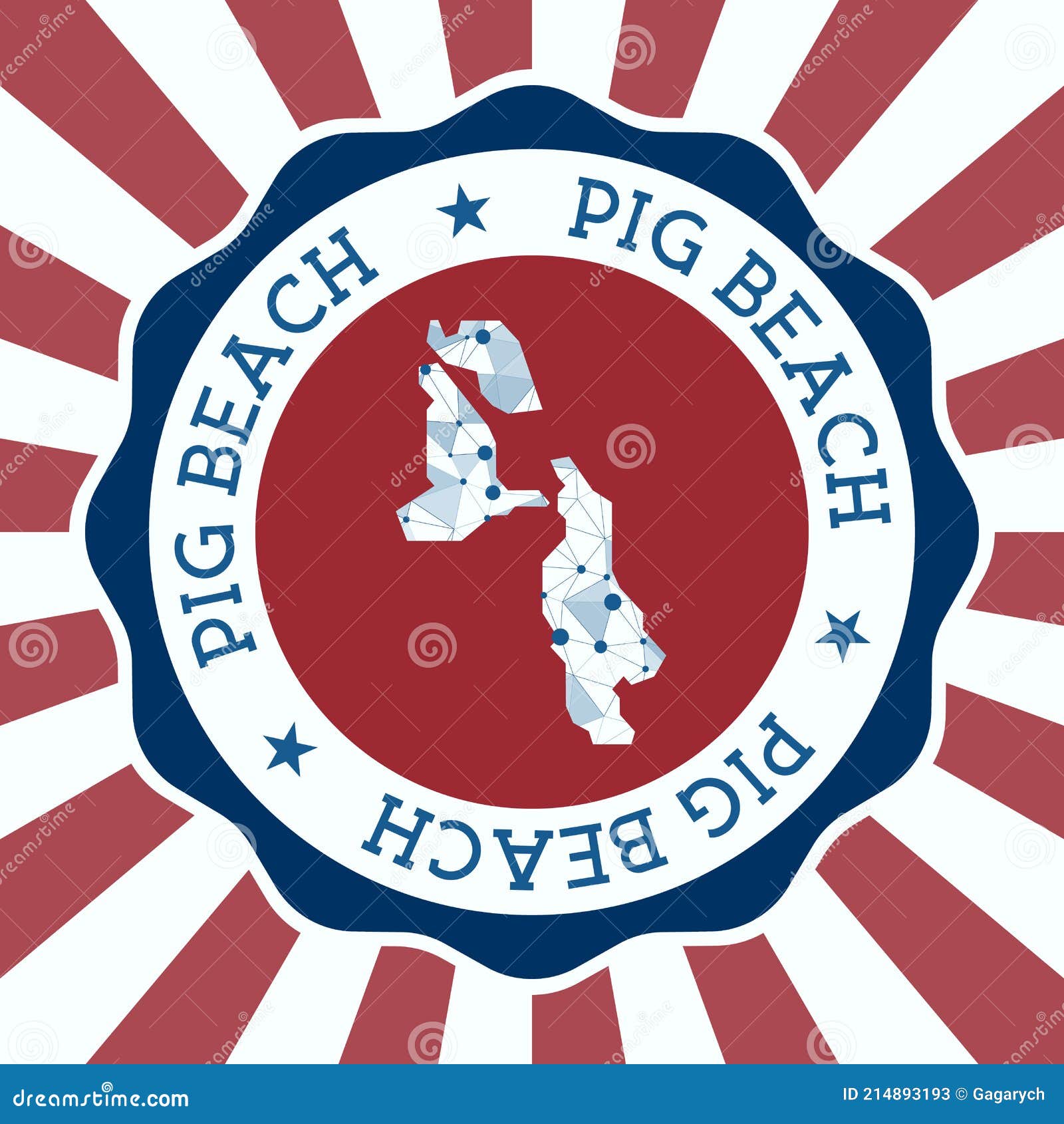 Pig Beach Badge. stock vector. Illustration of banner - 214893193