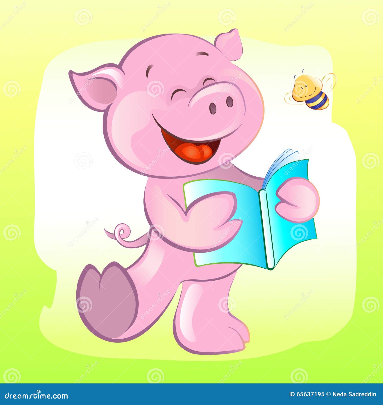 Pig and Bee stock vector. Illustration of cute, playing - 65637195