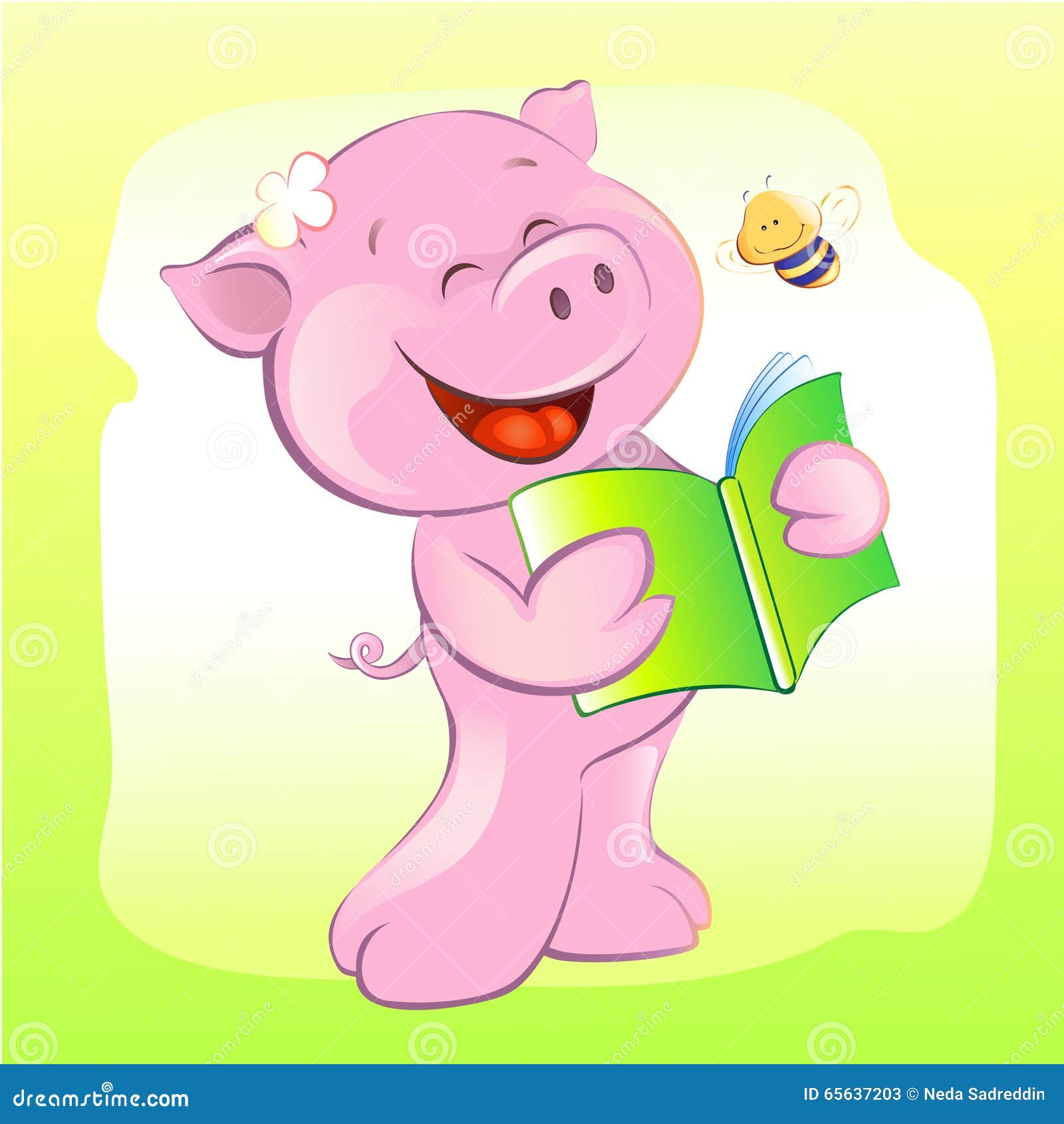 Pig and Bee stock vector. Illustration of little, funny - 65637203