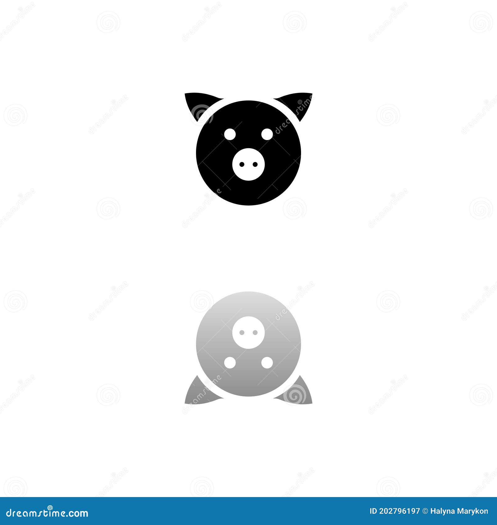 Pig icon flat stock illustration. Illustration of roast - 202796197
