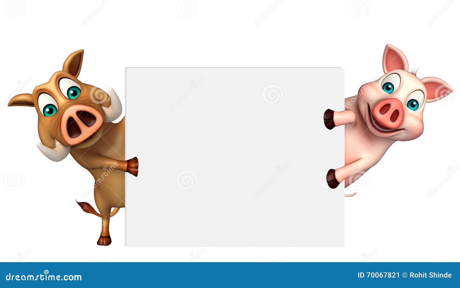 Pig and Boar Collection with White Board Stock Illustration ...