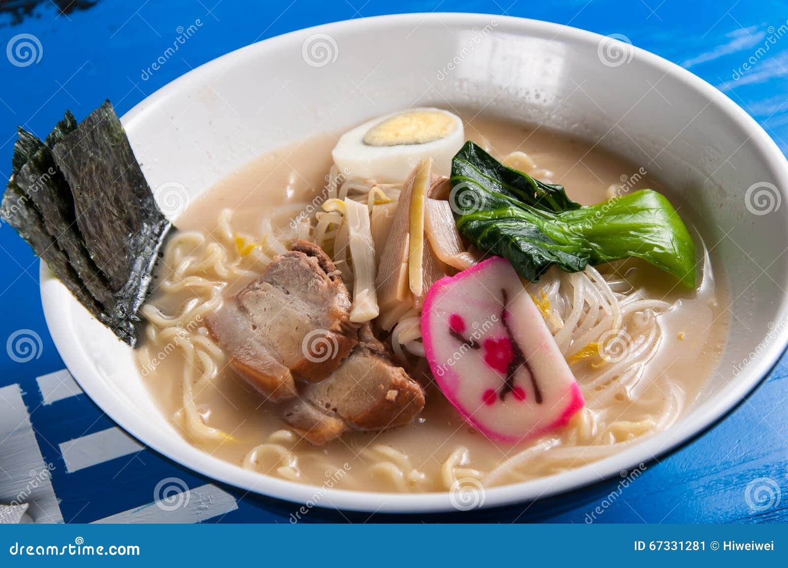 Pig bone soup noodle stock image. Image of eggs, pottery - 67331281