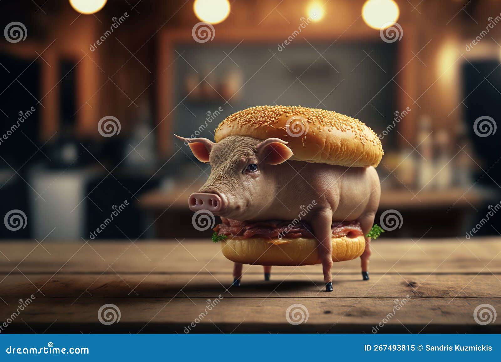 Pig between Burger Buns. Generative AI Stock Illustration ...