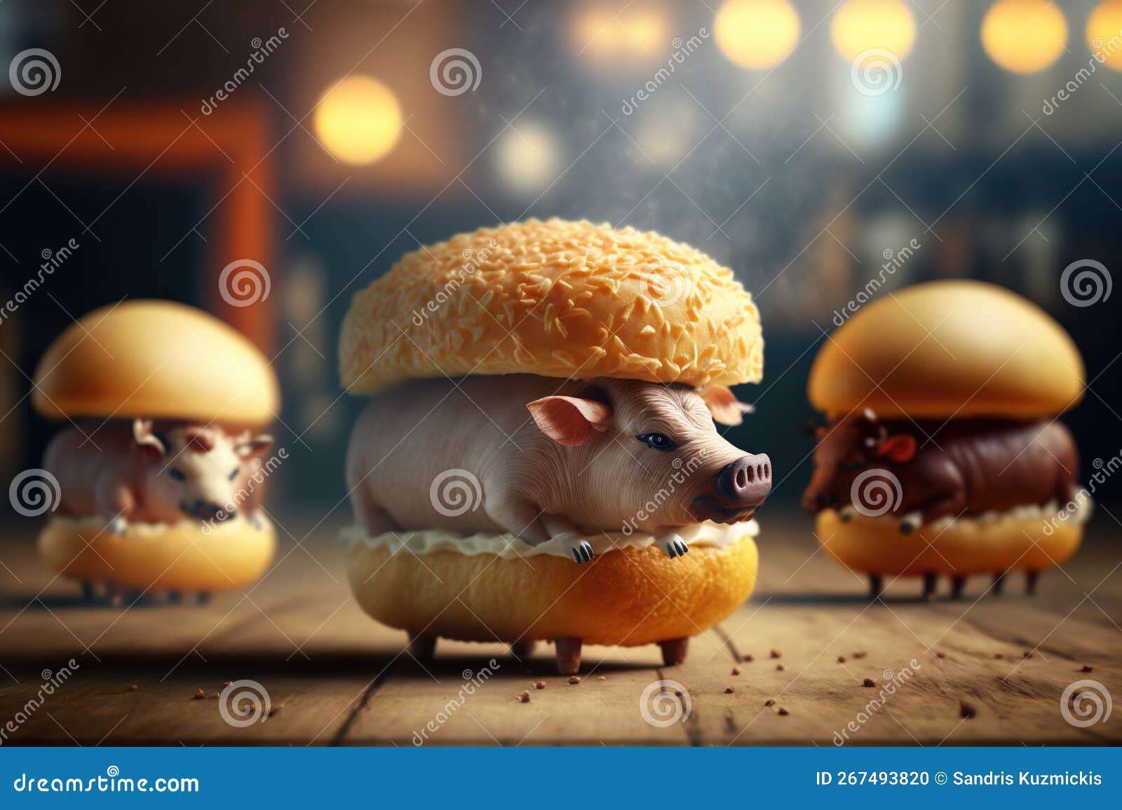 Pig between Burger Buns. Generative AI Stock Illustration ...