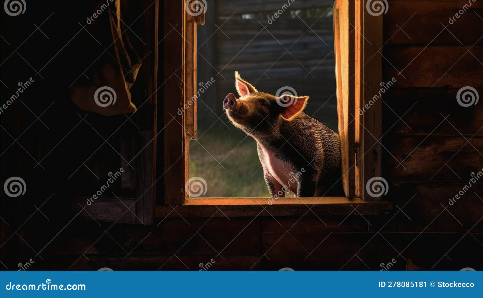 Pig in a Cabin stock illustration. Illustration of beauty - 278085181