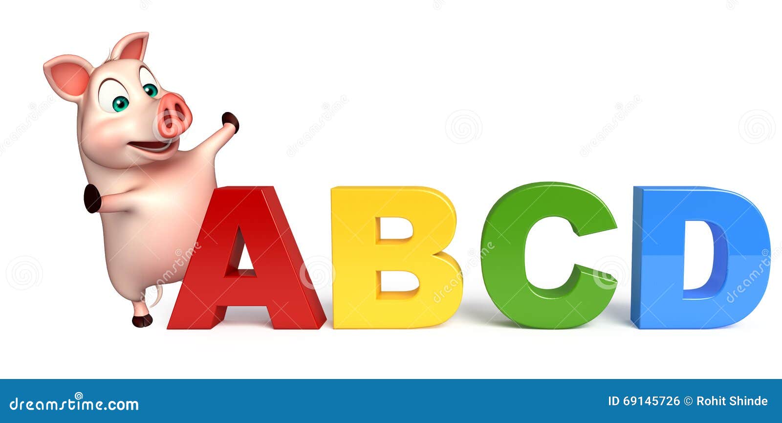 Pig Cartoon Character with Abcd Sign Stock Illustration - Illustration ...