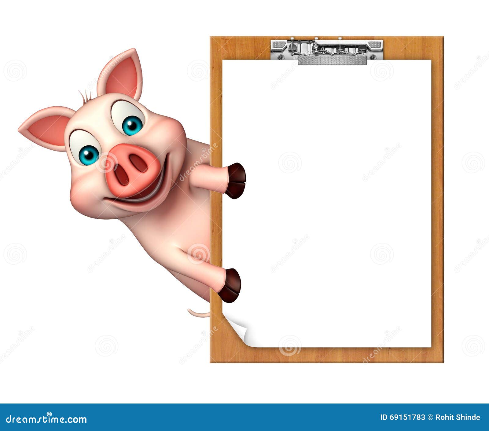 Pig Cartoon Character with Exam Pad Stock Illustration - Illustration ...