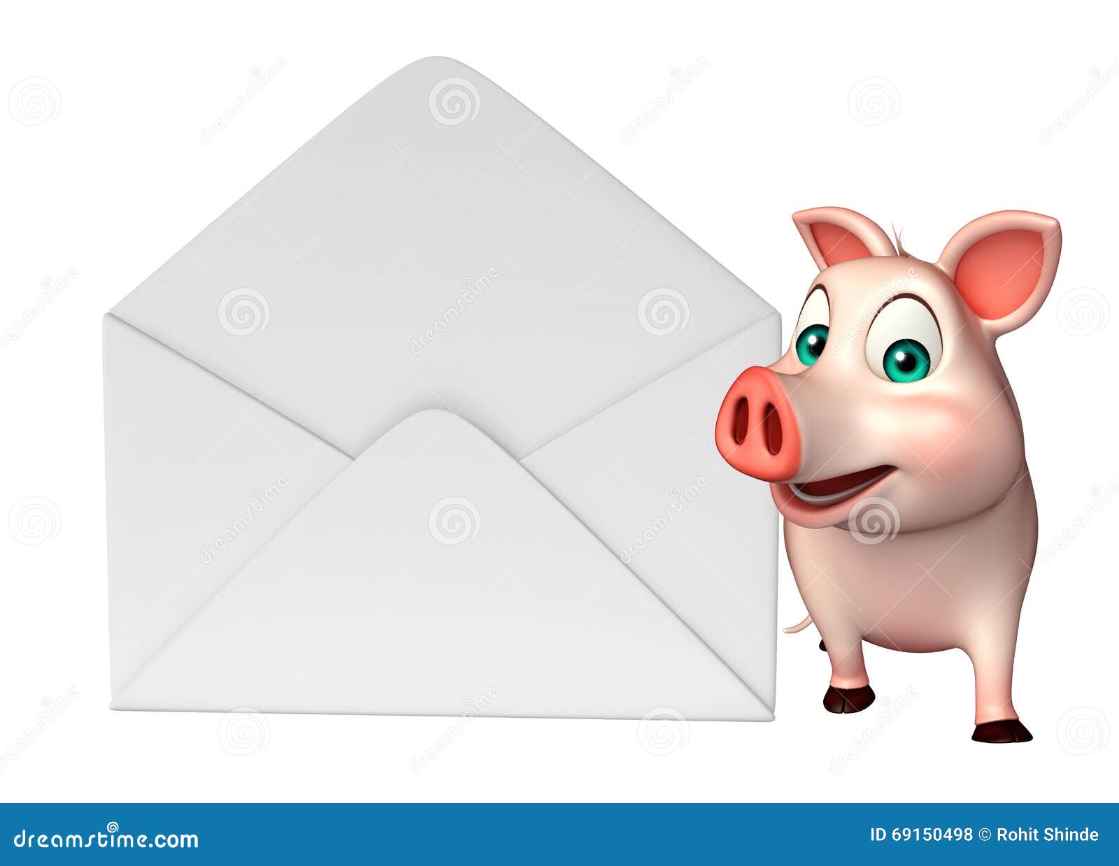 Pig Cartoon Character with Mail Stock Illustration - Illustration of ...